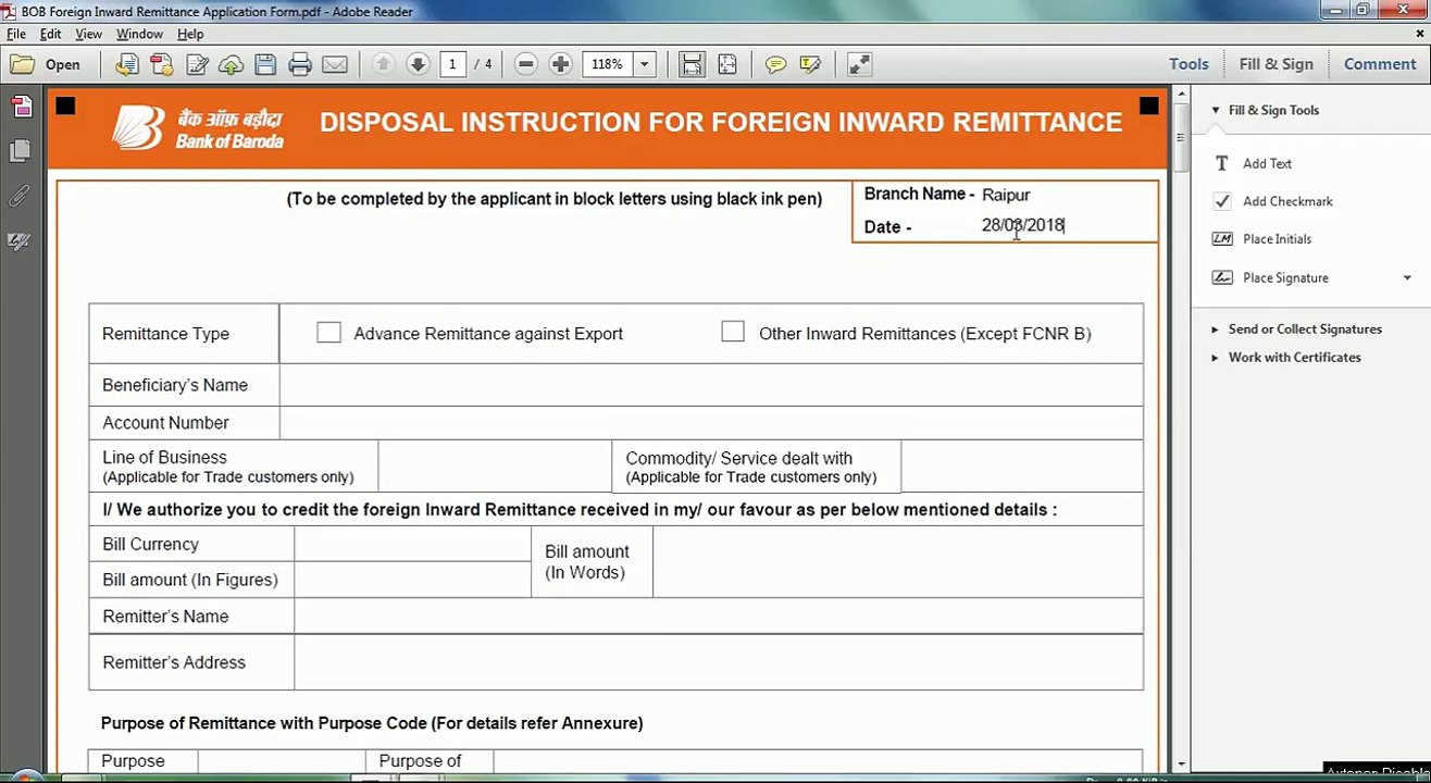Foreign Inward Remittance Form Kaise Bhare BOB - video Dailymotion