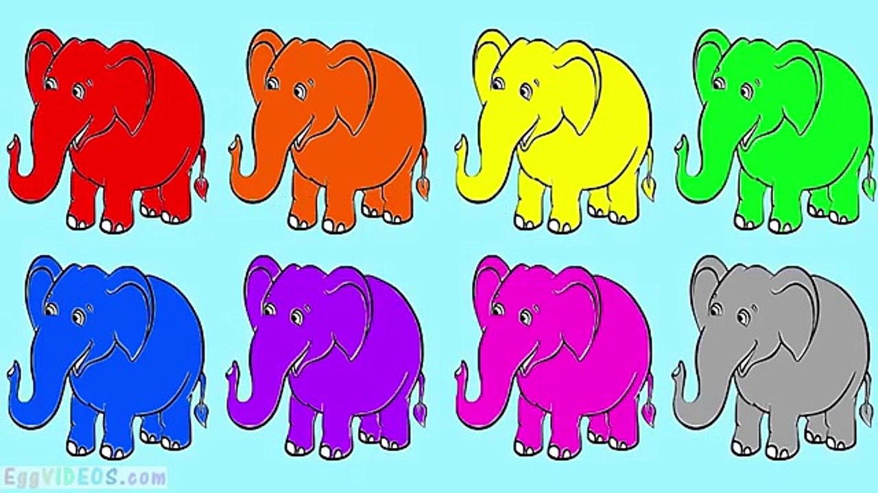 Learn Colors with Surprise Egg Elephant Coloring Pages Rainbow Ice ...