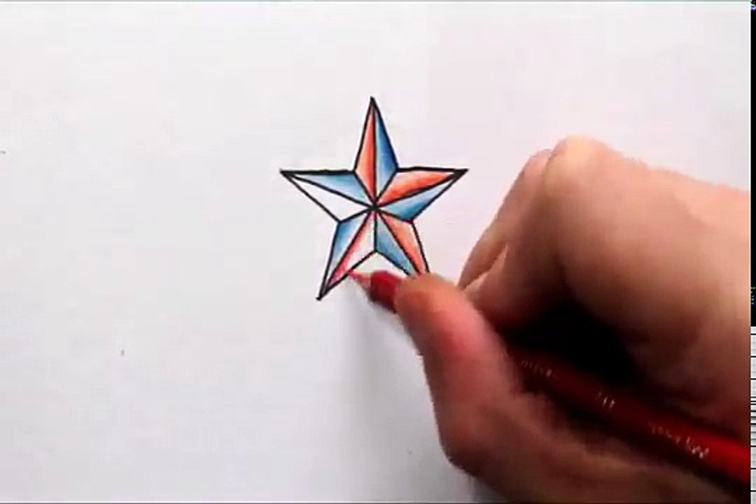 How To Draw a Nautical Star Shading in Color and Tribal Design - video ...