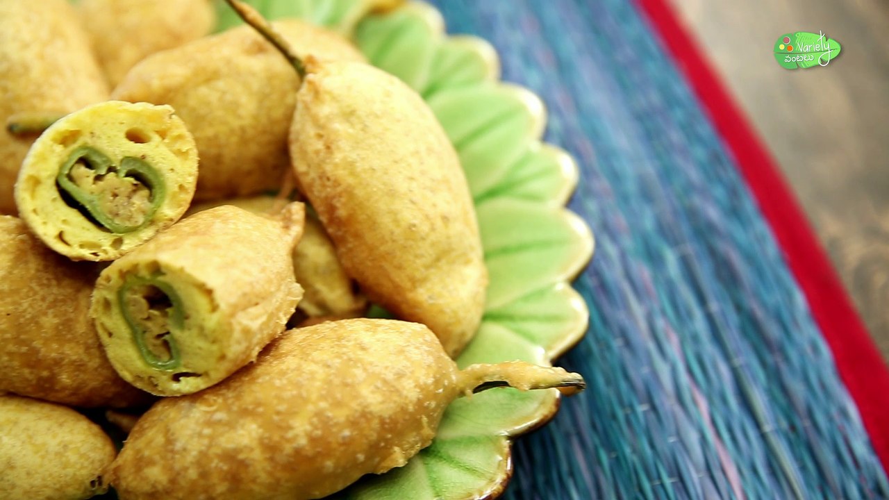 Mirchi Bajji Recipe | Andhra Style Mirapakaya Bajji | How To Make ...