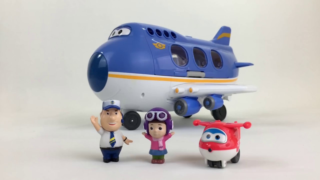 Super Wings Transforming Robots Ride Big Wing Jumbo Jet with Jimbo ...