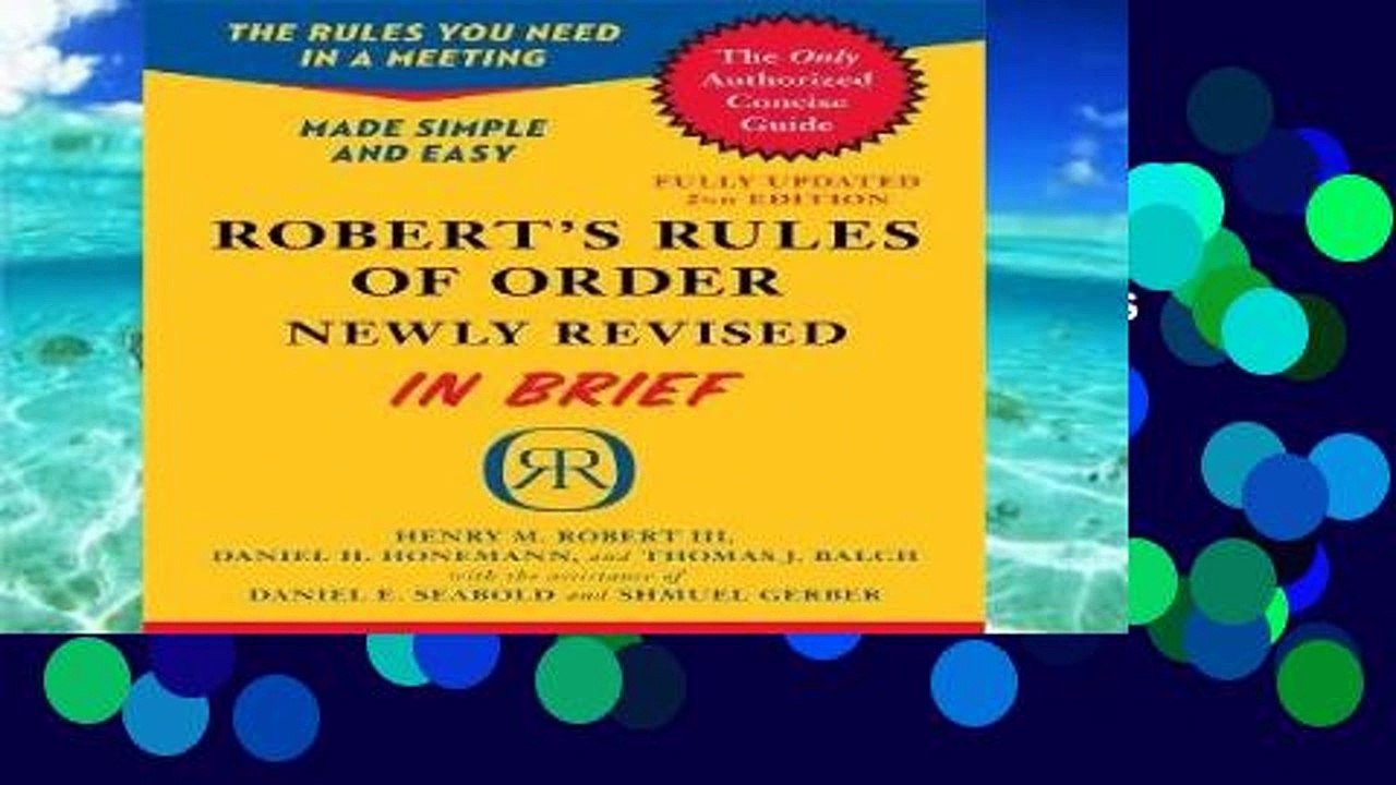 Review Robert s Rules of Order Newly Revised In Brief, 2nd edition ...