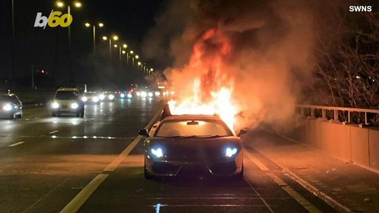 Lamborghini Catches Fire on Highway an Hour After It Was Picked Up from ...