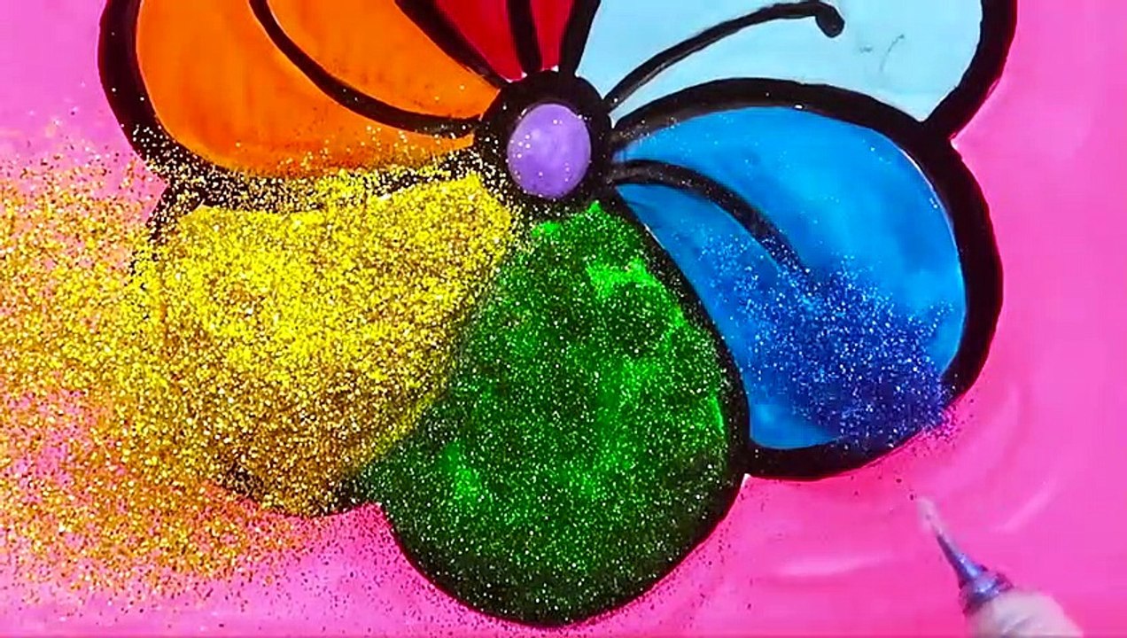 Glitter Toy Rainbow Flower coloring and drawing Learn Colors & Painting ...