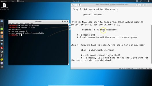 How to Create a New User with sudo Permission in Kali Linux? - video ...