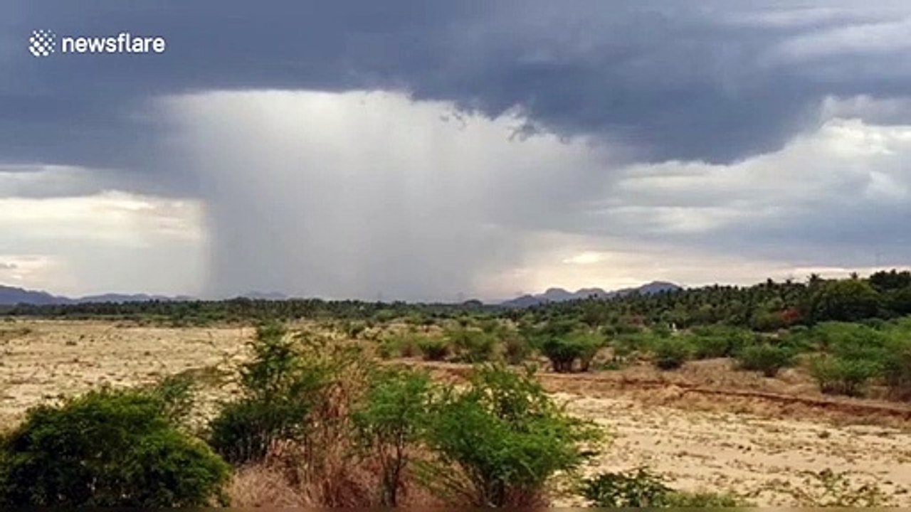 Weird weather! Extremely localised rain filmed in southern India ...