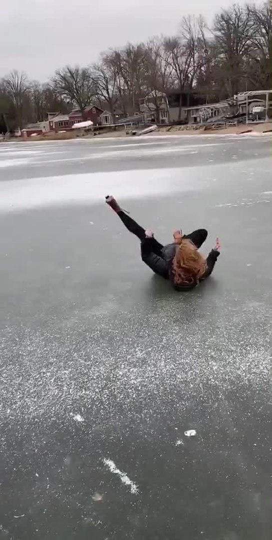 Woman Slipping On Ice