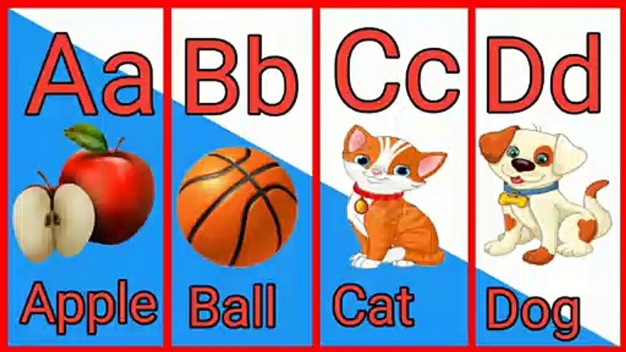 Abcd chRt video | a for apple b for ball c for cat d for dog, apple ...