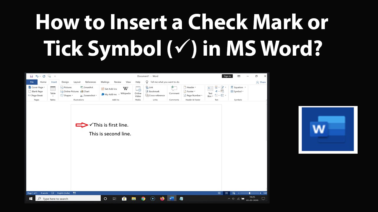 How To Insert A Check Mark Or Tick Symbol In MS Word Video Dailymotion