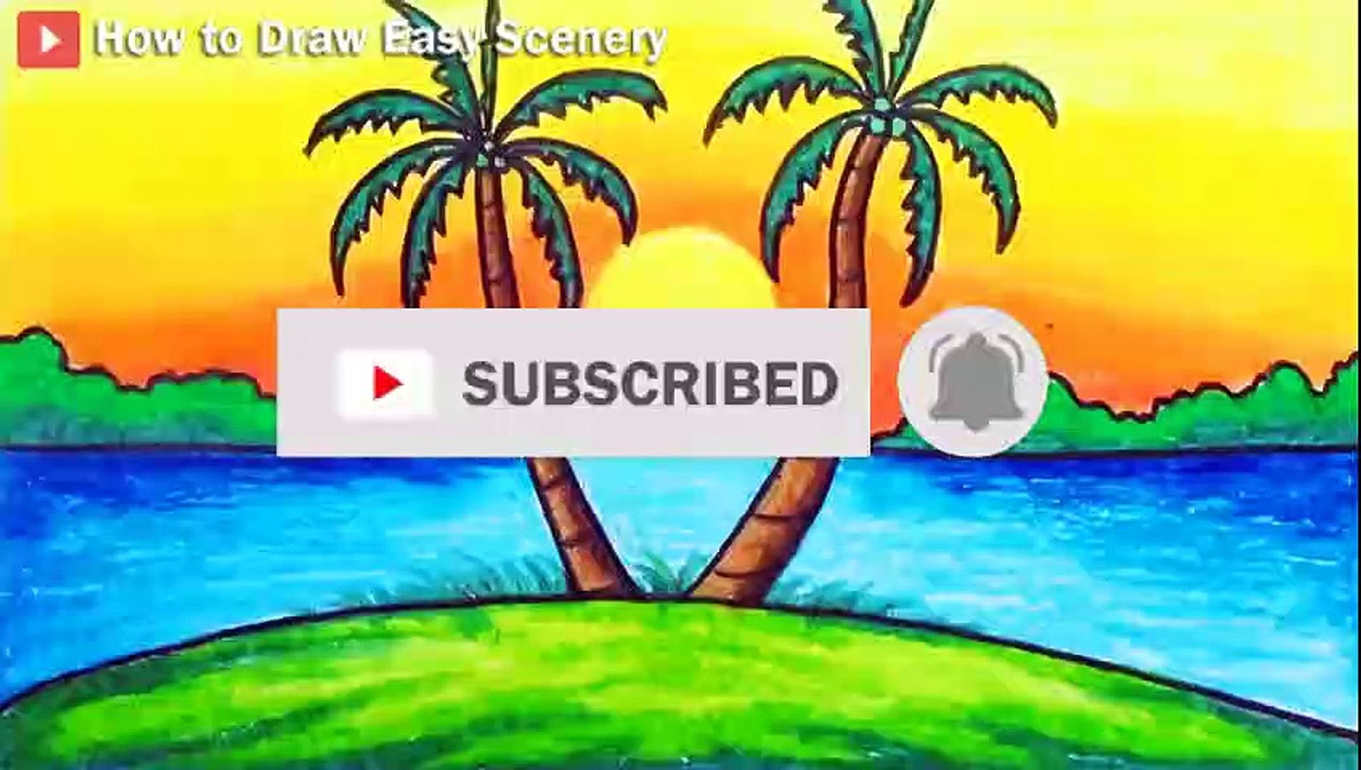 Easy Beach Sunset Drawing
