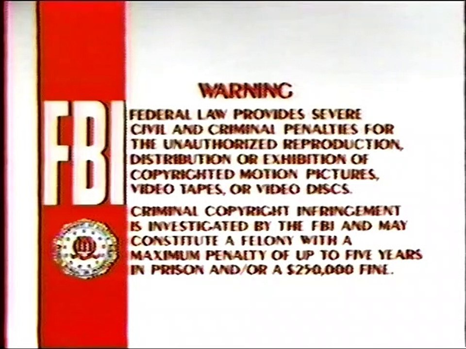 FBI Warning Screens (1984-1991) Logo Colors - Vidéo Dailymotion