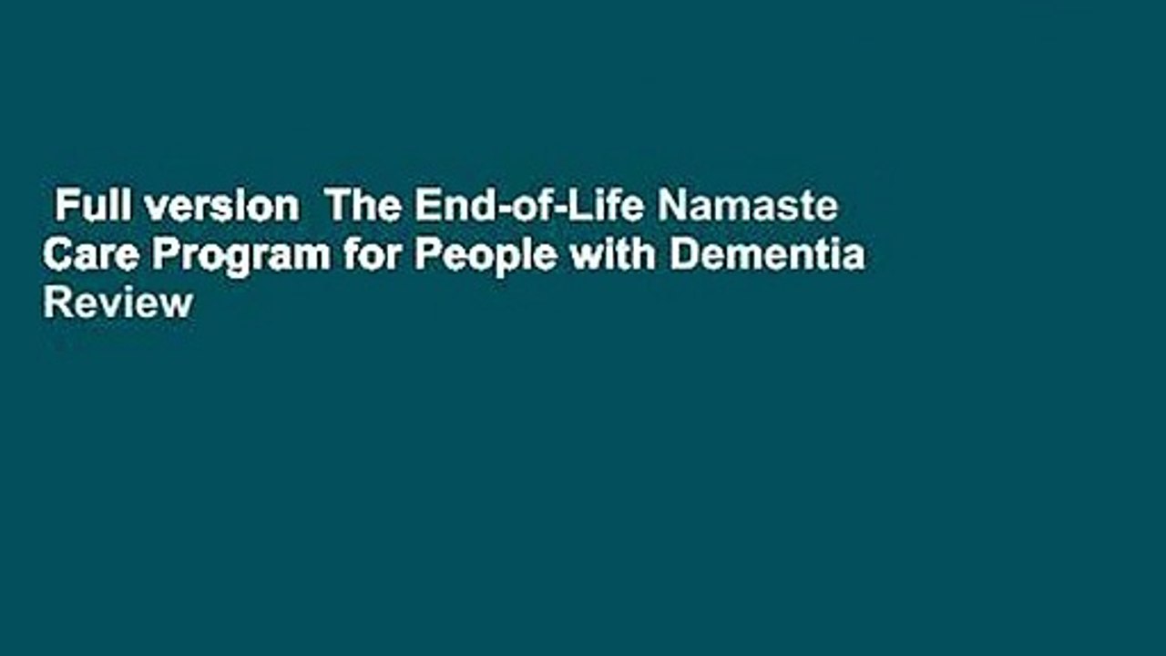 Full version The End-of-Life Namaste Care Program for People with ...