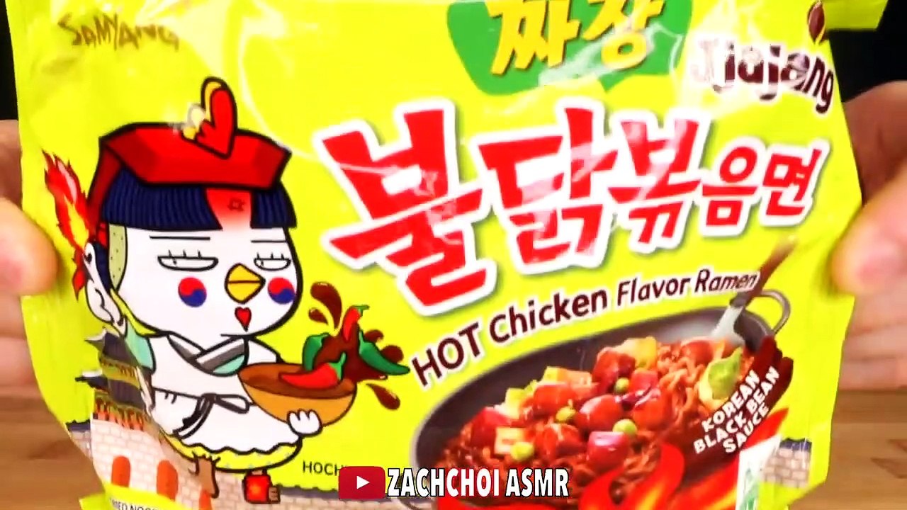 ASMR BLACK BEAN FIRE NOODLES & BBQ CHICKEN MUKBANG (No Talking) EATING SOUNDS - Zach Choi ASMR ...