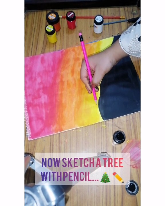 Sunset Tree Painting For Beginners - Step by Step - By Meerub Riaz ...