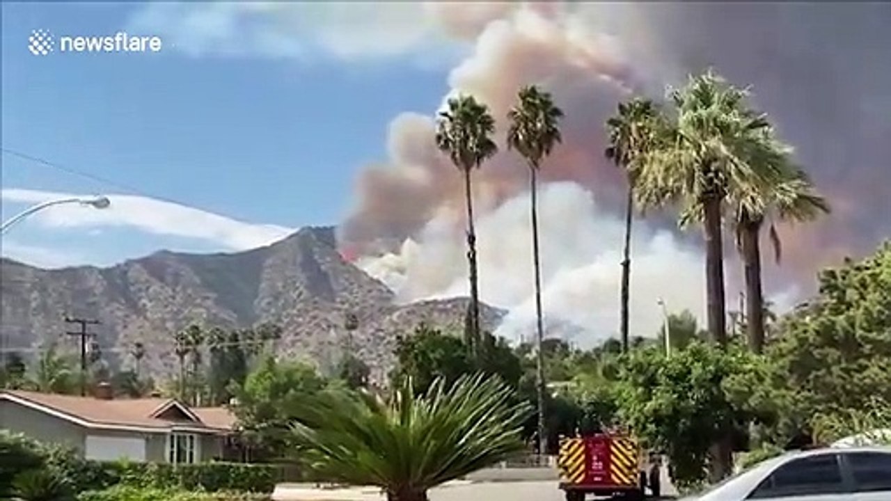 Ranch fire burns in hill over cluster of homes in Azusa, California ...
