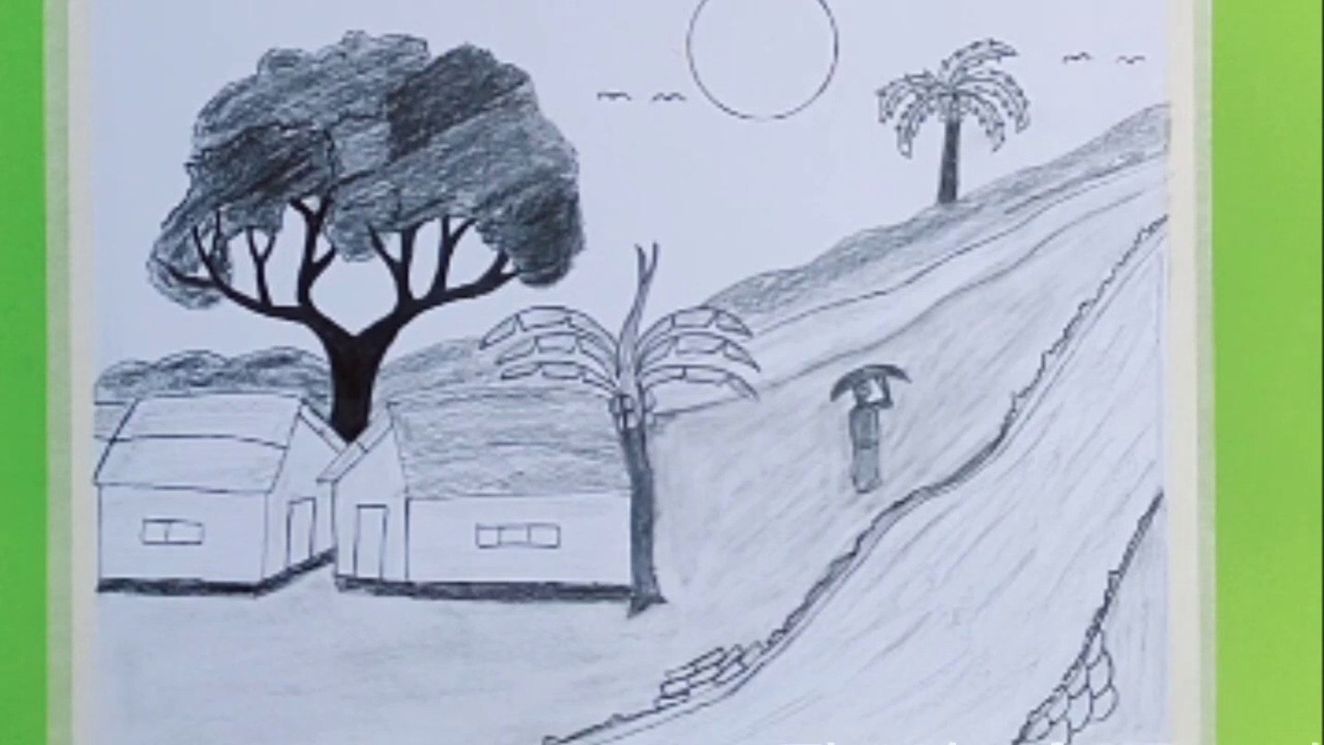 Simple Nature Pencil Drawing
