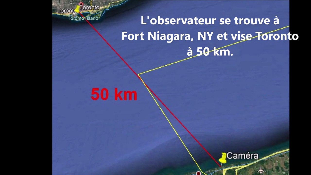Test de courbure terrestre - Fort Niagara Toronto 50 km - Vidéo Dailymotion