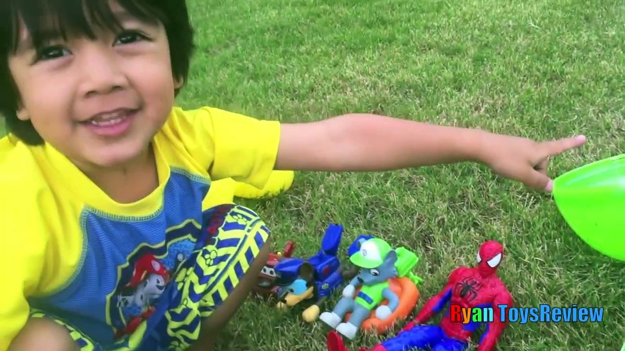 Huge Eggs Surprise Toys Challenge With Inflatable Water Slide - video ...