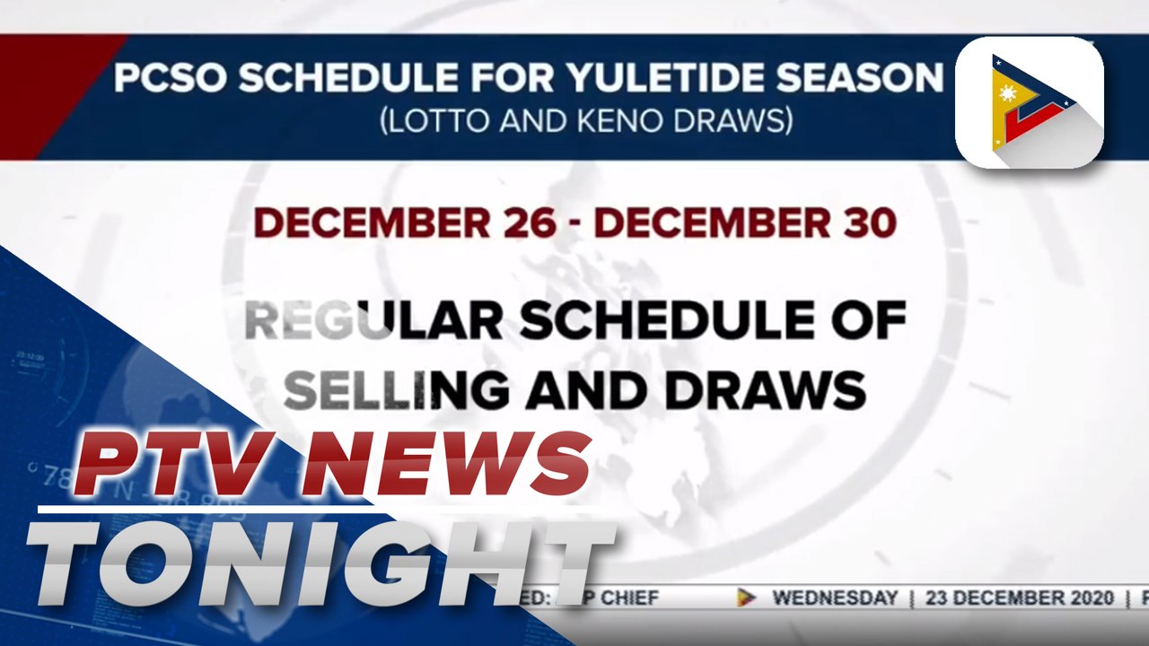 #PTVNewsTonight | PCSO lottery draws schedule for 2020 Yuletide season ...