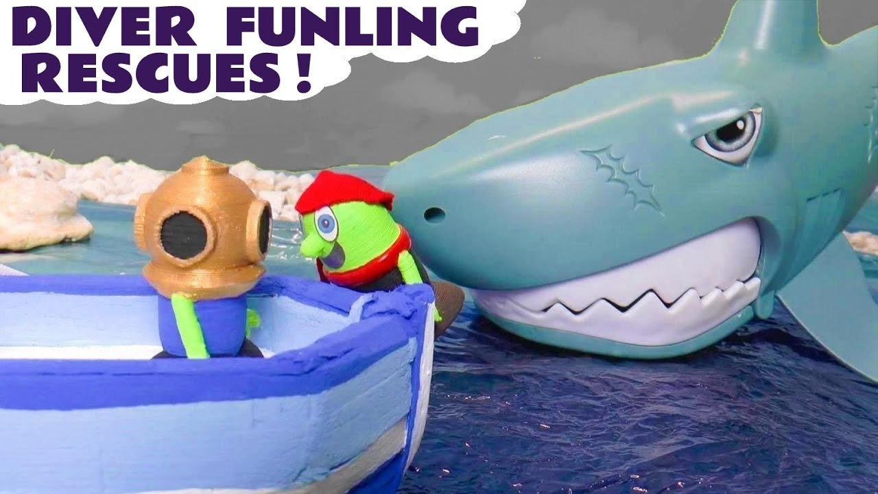 Shark Fun Adventure with a Diver Funling Rescue from the Funny Funlings ...