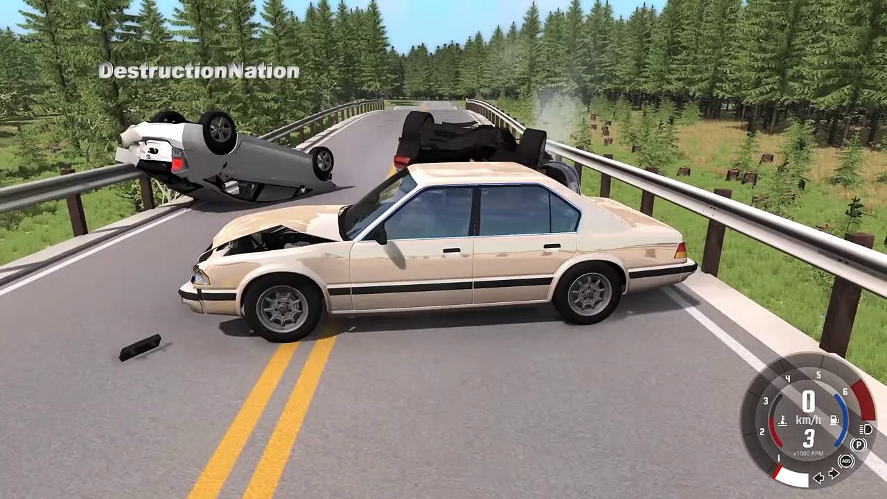 Collapsing Bridge Pileup Crashes #11 - Beamng Drive Crash Testing ...