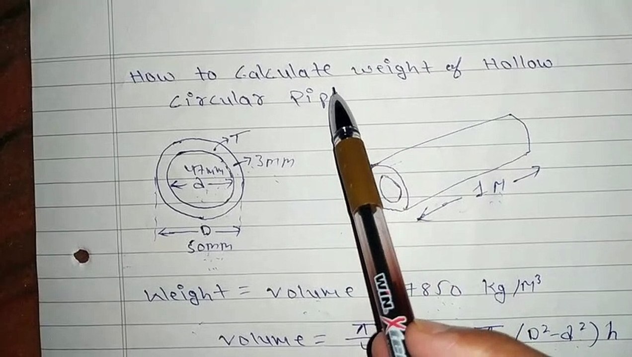 How to calculate weight of hollow circular pipe - video Dailymotion