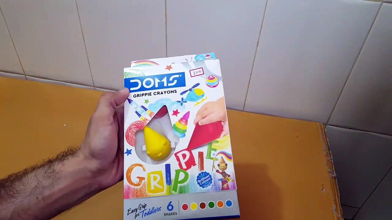 Unboxing and Review of doms plastic grippie crayons 6 shades - video ...