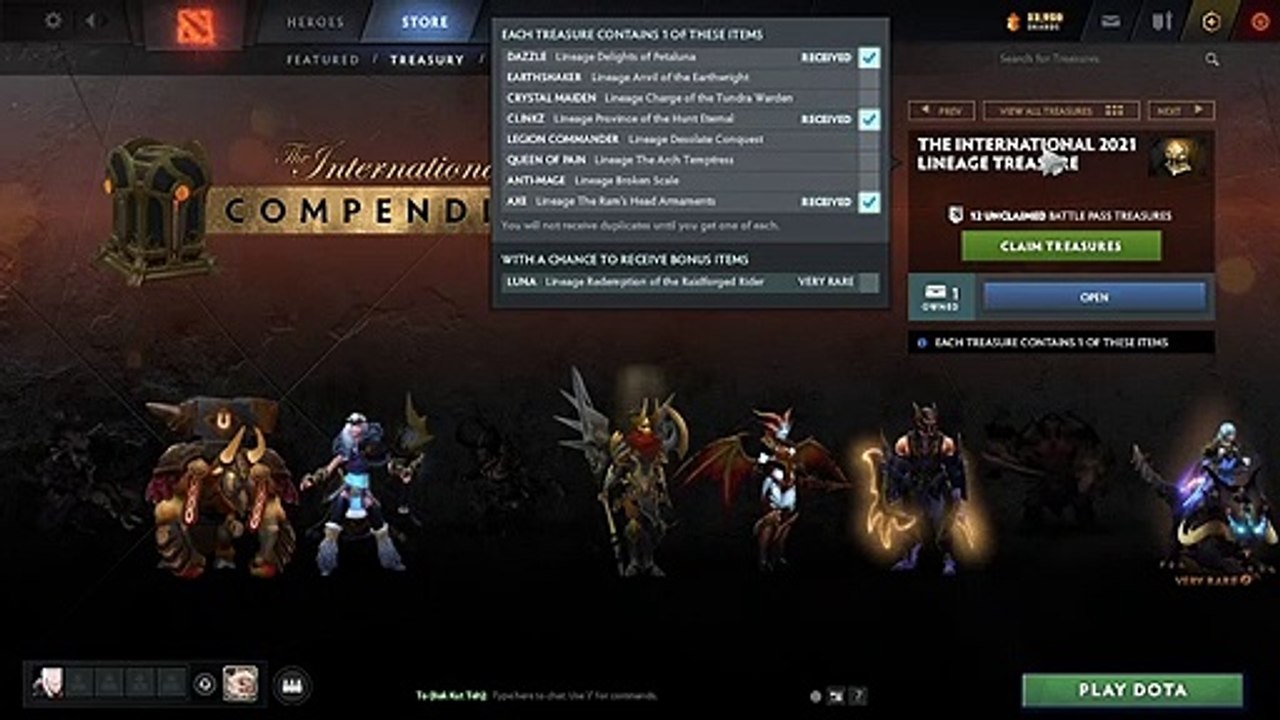 Dota 2 Opening International 2021 Lineage Treasure!!! Compendium Reward ...