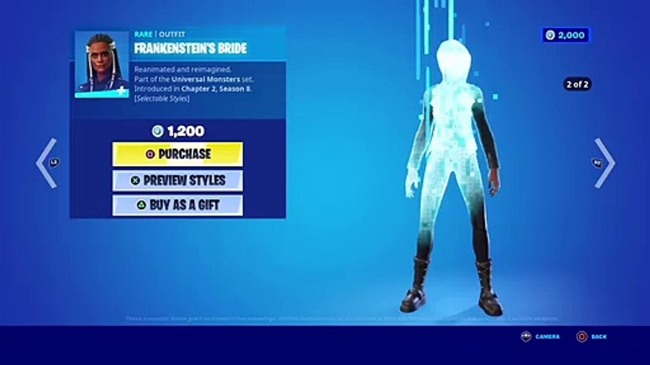 FRANKENSTEIN'S BRIDE “OUTFIT” (RARE) 1200 V BUCKS - FORTNITE CHAPTER 2 ...