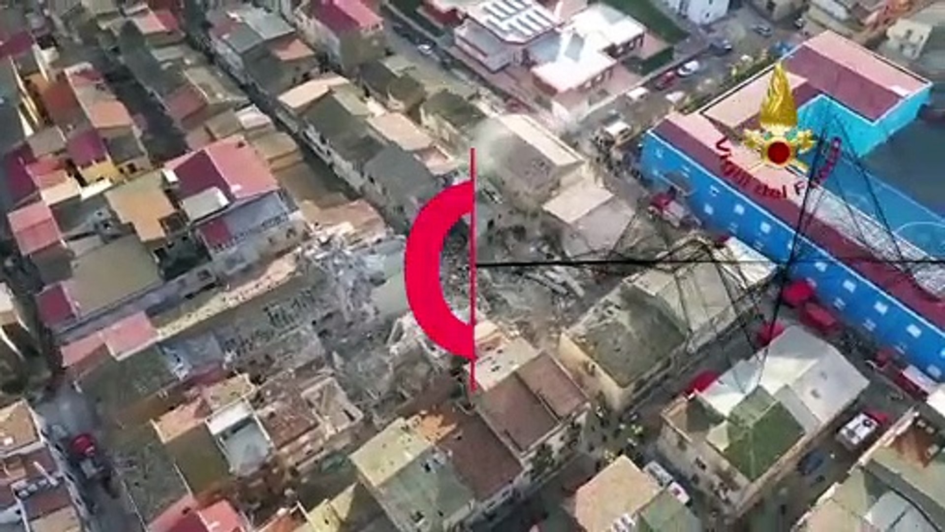 Aerials of Italy building collapse