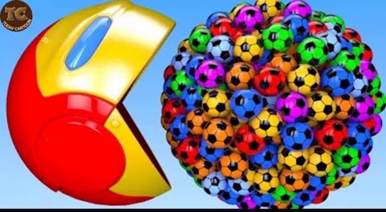 Learn Colors with PACMAN and Surprise Soccer ball Iron Man Farm ...