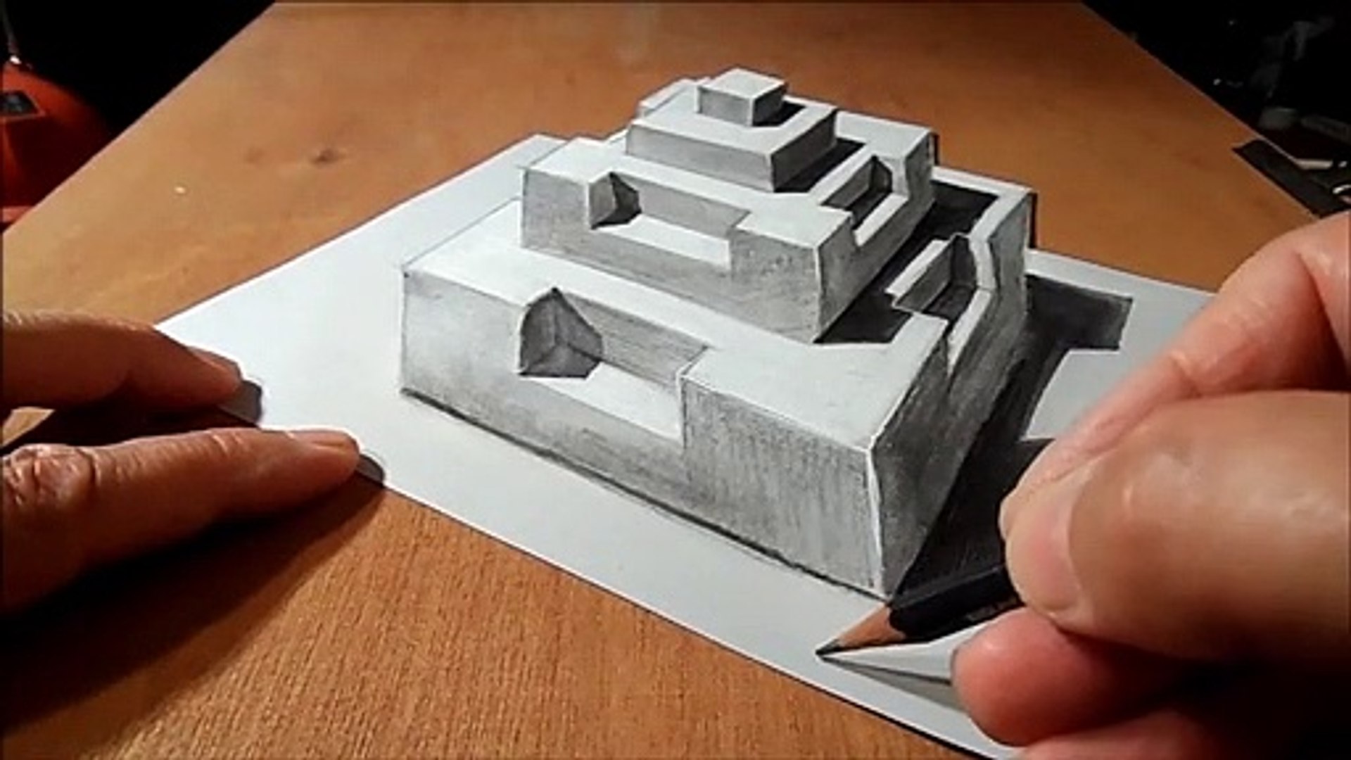 3d Pyramid Drawing With Stairs