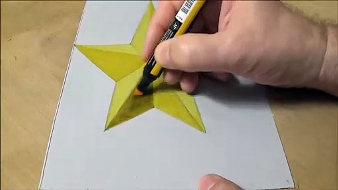 How to Draw 3D Star - Drawing 3D Floating Star - VamosART - video ...