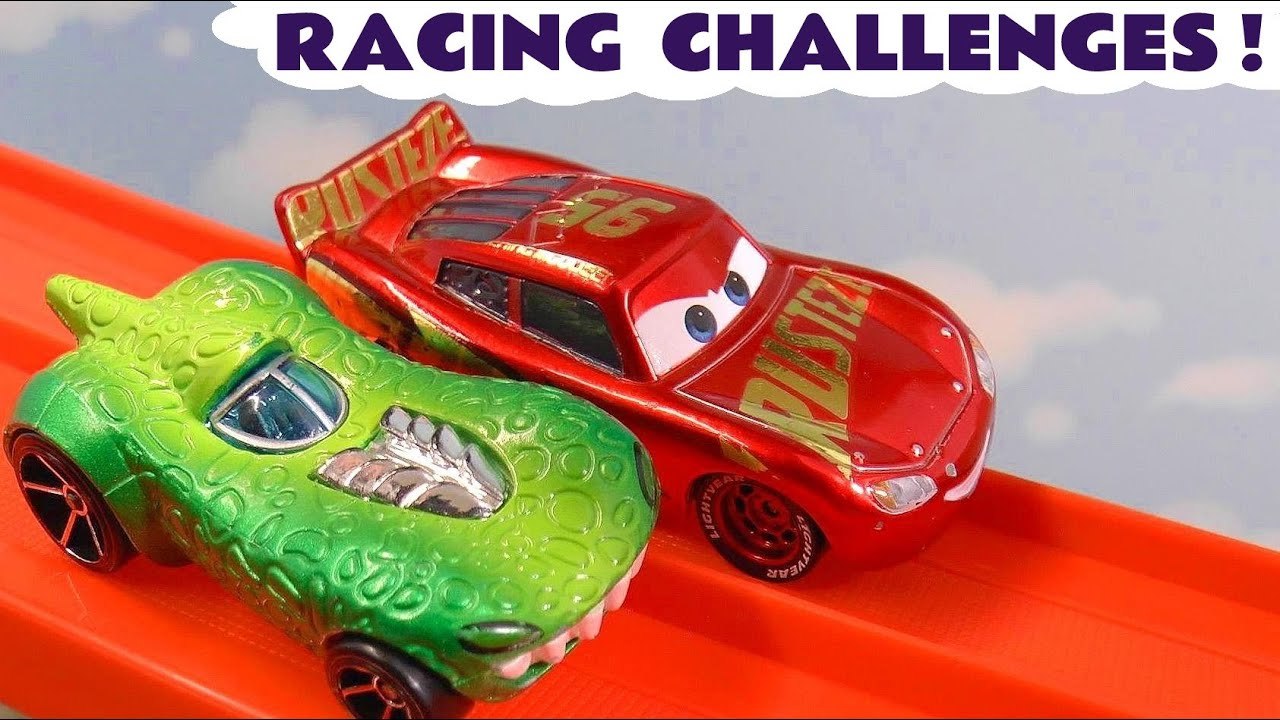 Toy Car Racing Challenges with Pixar Cars 3 Lightning McQueen versus ...
