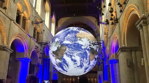 First look at 'floating earth' exhibit in cathedral