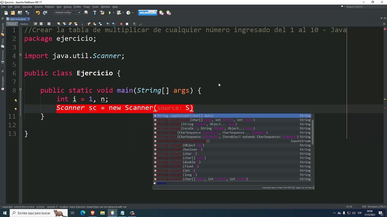 Crear la tabla de multiplicar de cualquier número ingresado del 1 al 10 ...