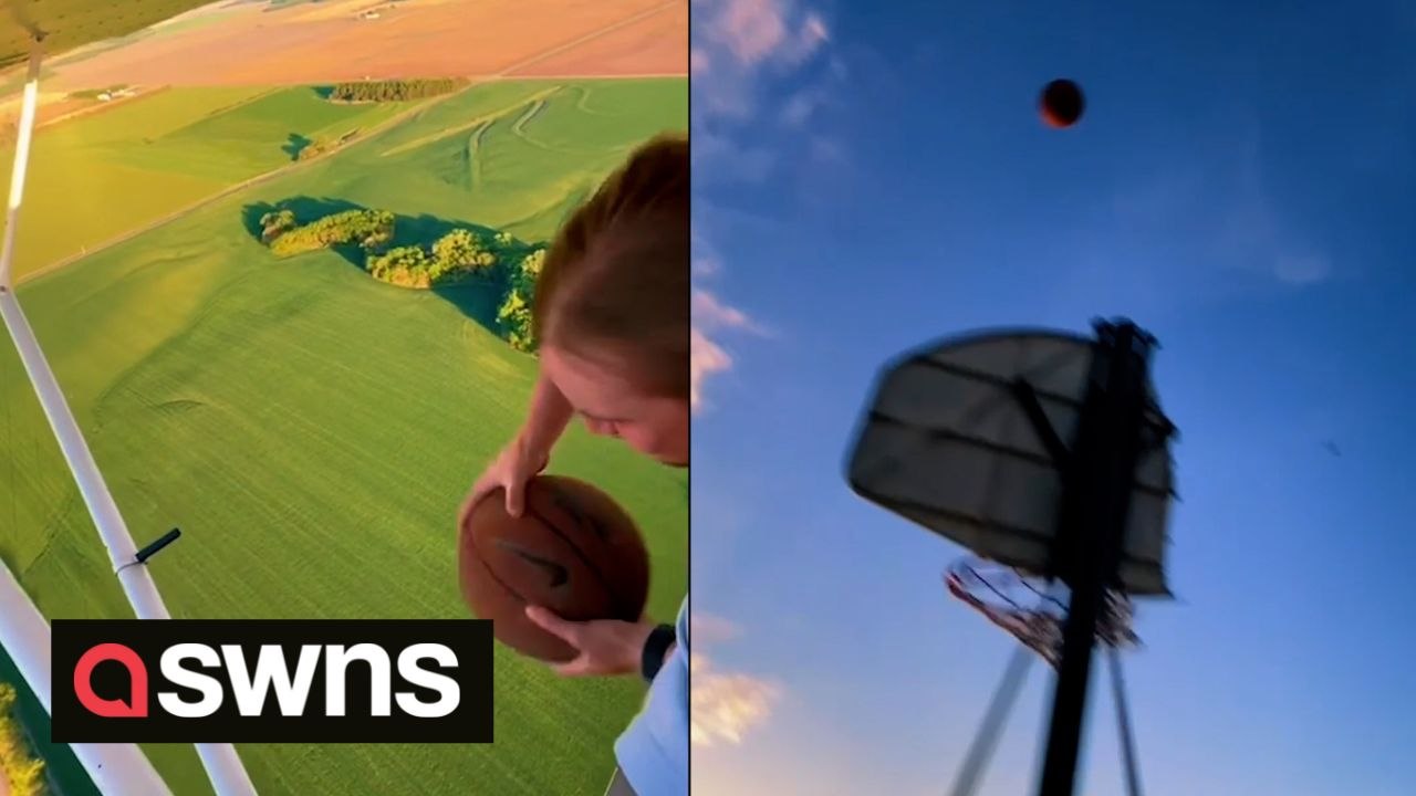 US teens fling basketball from PLANE and into moving basketball HOOP ...