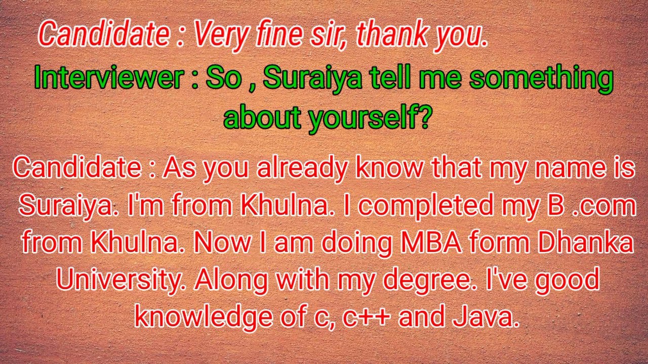 Job interview conversation || Dialogue between interviewer and Candidate. - video Dailymotion