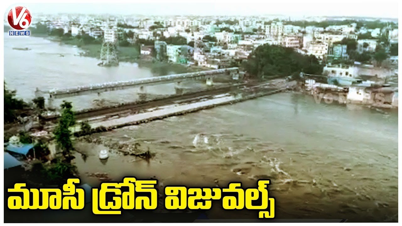 Musi River Flood Drone Visuals _ Hyderabad _ V6 News - video Dailymotion