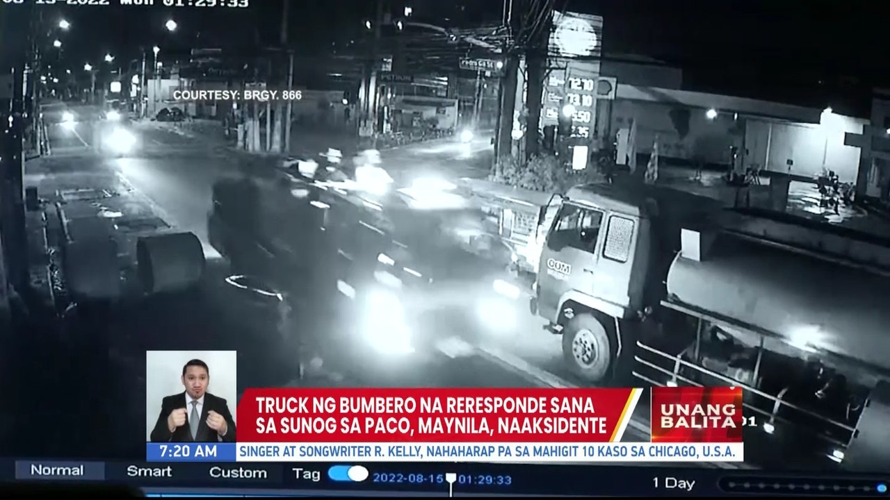 Truck ng bumbero na reresponde sana sa sunog sa Paco, Maynila ...