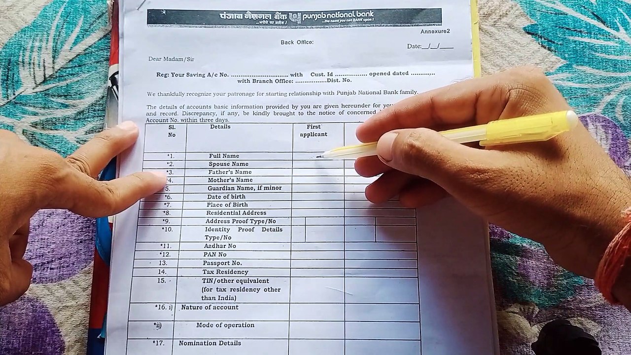 Live fill form with documents open account in punjab national bank khata kholne ka form bharo ...