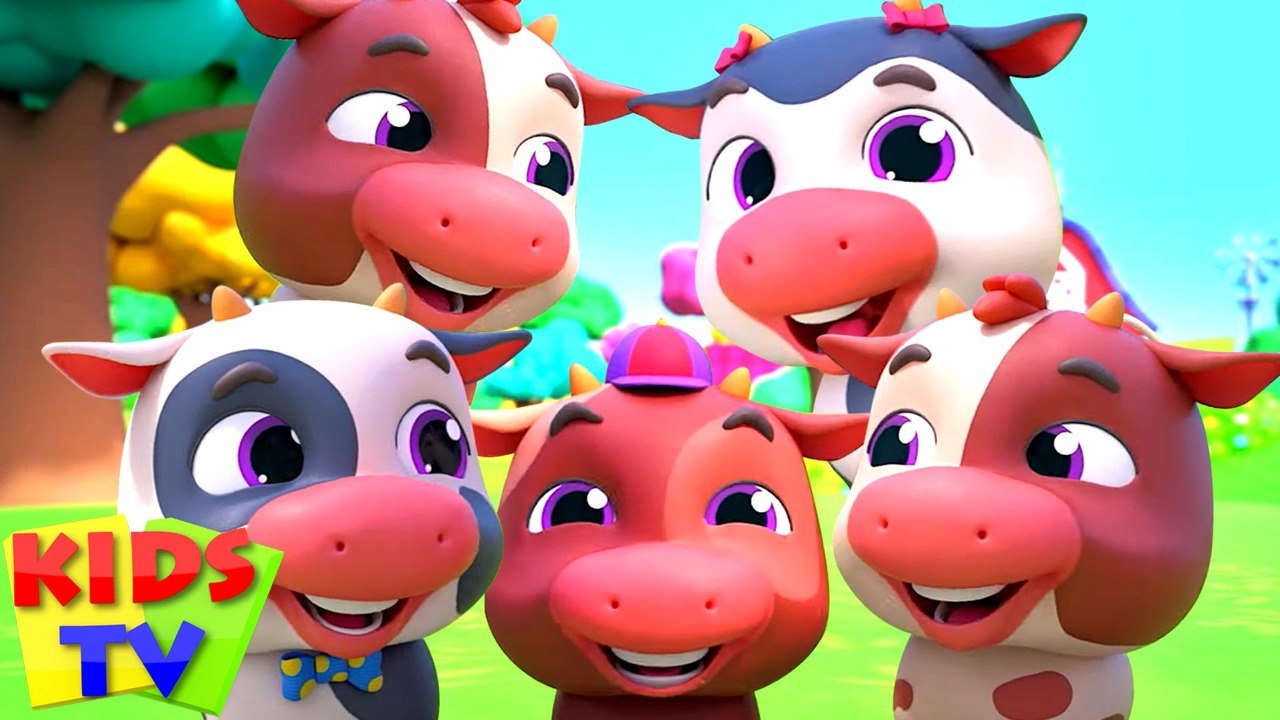 Five Little Cows - Kids Kindergarten Song - Nursery Rhymes - video ...