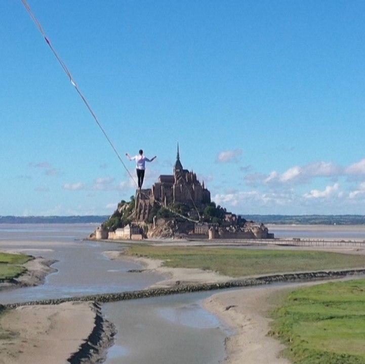 Mont-Saint-Michel : nouveau record du monde pour le funambule Nathan ...