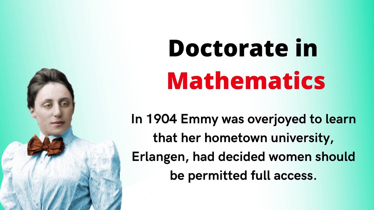 history of Emmy Noether | Doctorate in Mathematics - video Dailymotion