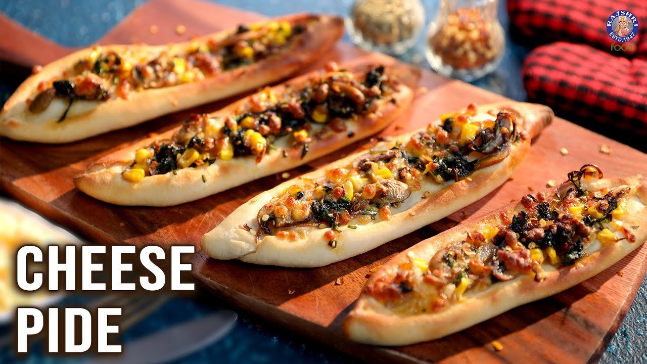 Cheese Pide Recipe | Bread Topped With Spinach, Onions & Cheese | How ...