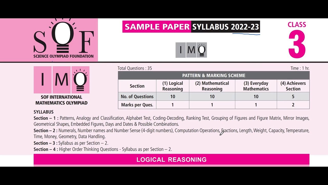 IMO/SOF Sample paper with explanation class 3 | Want to crack IMO Exam | 2022 -2023| 100% ...