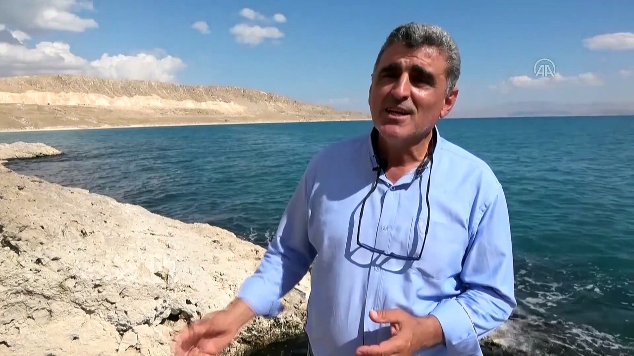 Van Gölü'ndeki çekilmeyle kayaya oyulmuş Urartu limanı ortaya çıktı ...