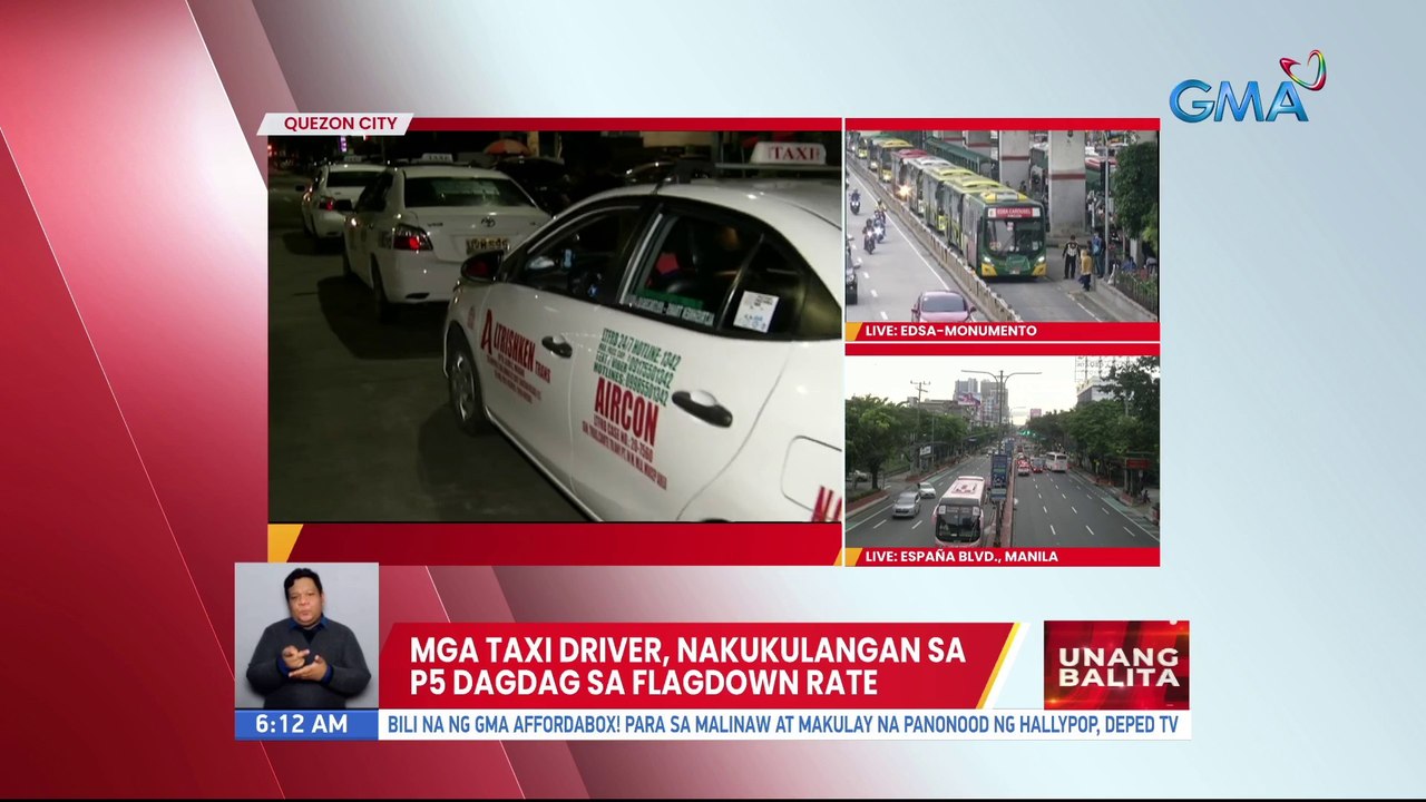 Mga taxi driver, nakukulangan sa P5 dagdag sa flagdown rate | UB - video Dailymotion