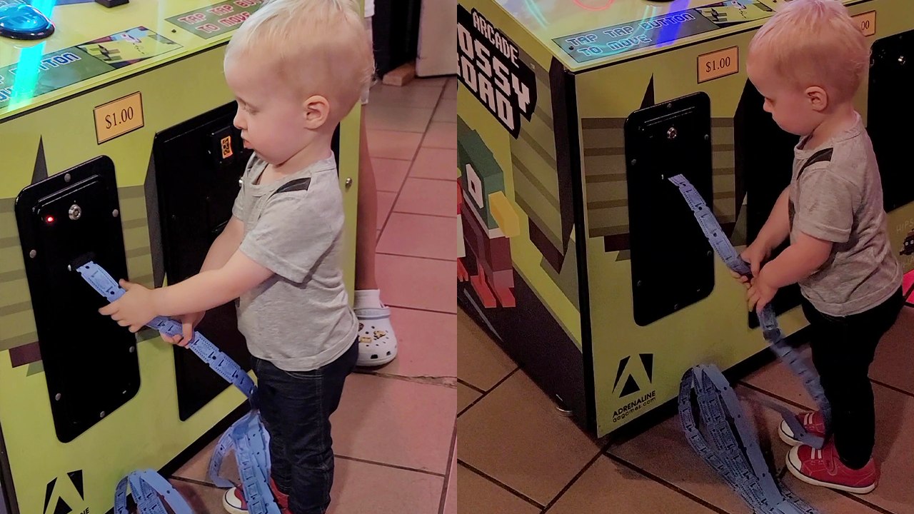 'Jackpot baby' wins hundreds of tickets at arcade and acts like it's no ...