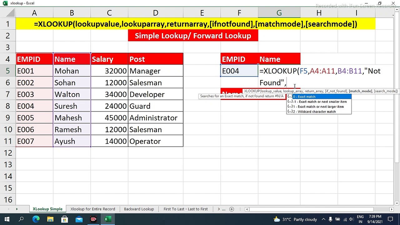 Xlookup Function in Excel with 5 Examples - video Dailymotion